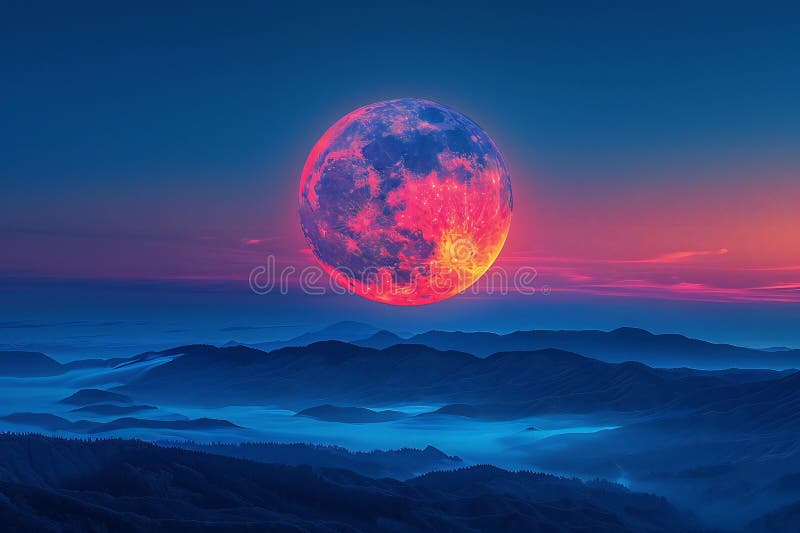 Sun Eclipse Blue Color Fire Dark Background Vector Moon Design Style ...