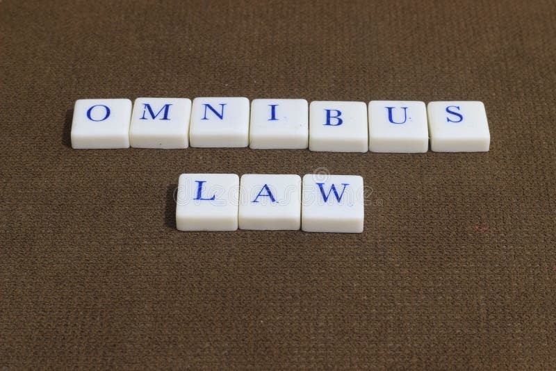 Illustration Photo for Omnibus Law, Blue Alphabet at Plastic Cube Stock ...