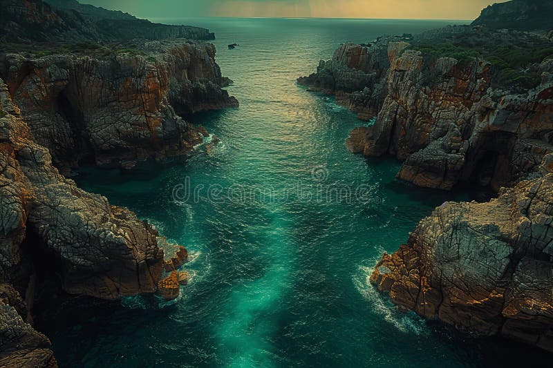 A Photo of a Water Flow on the Rocks in the Middle Distance Stock ...