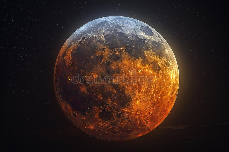 Sun Eclipse Orange Color Fire Dark Background Vector Moon Design Style ...