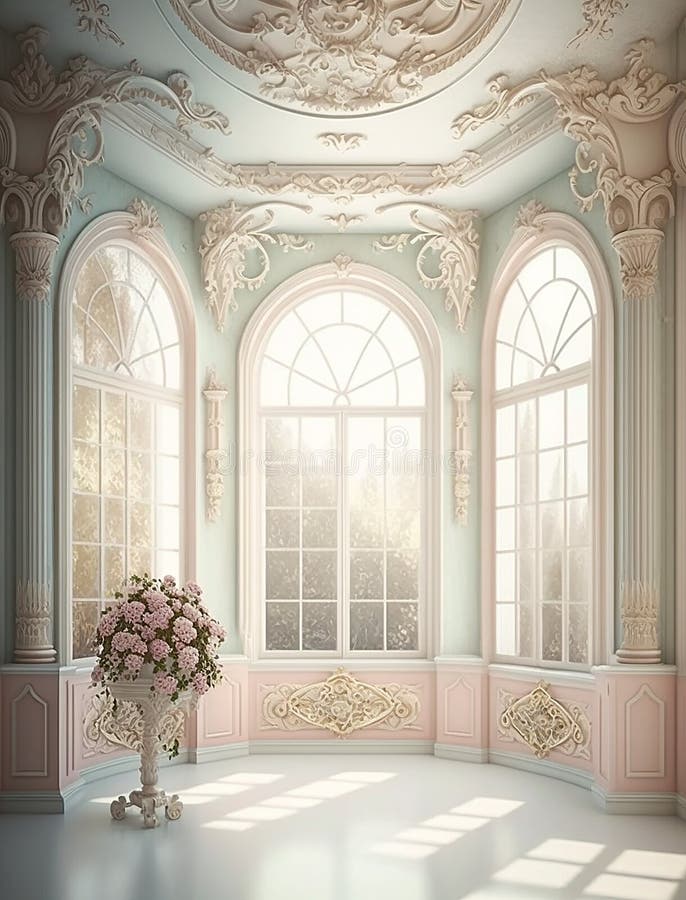 Illustration for Photographic Set of Baroque Room, Digital Backdrop ...