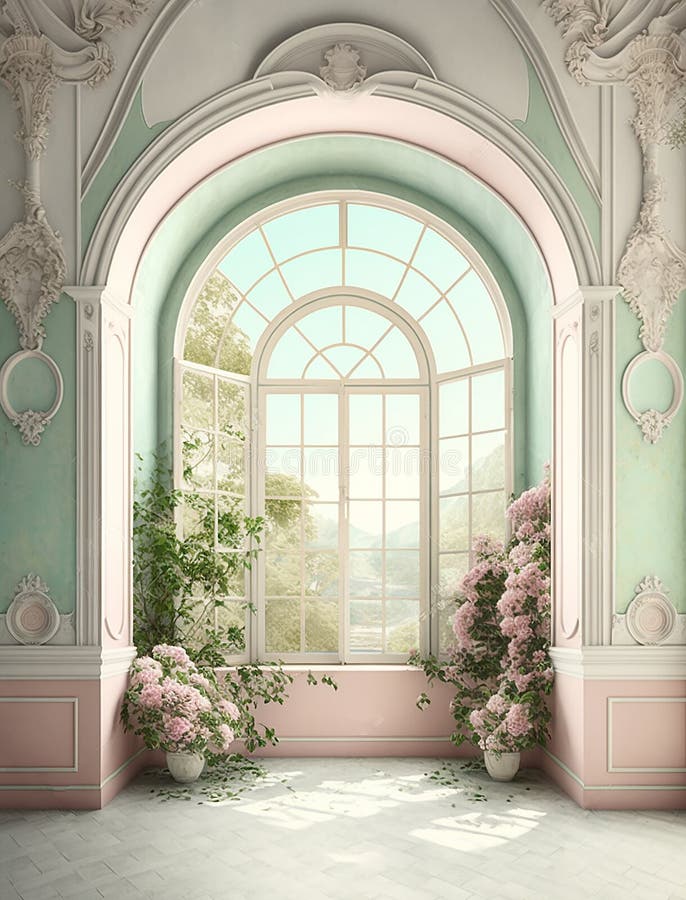 Illustration for Photographic Set of Baroque Room, Digital Backdrop ...