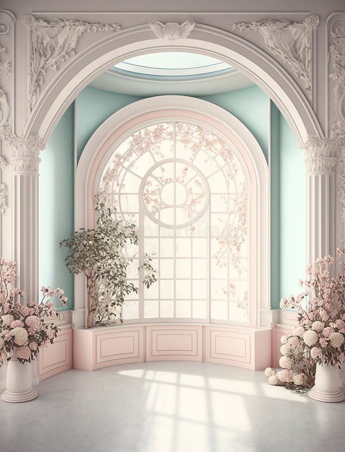 Illustration for Photographic Set of Baroque Room, Digital Backdrop ...