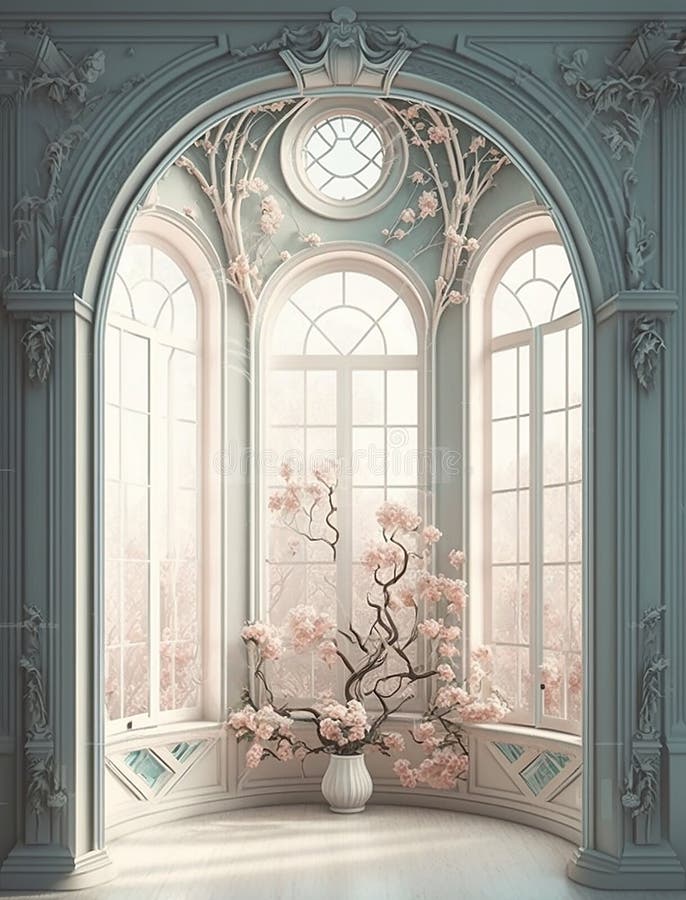 Illustration for Photographic Set of Baroque Room, Digital Backdrop ...