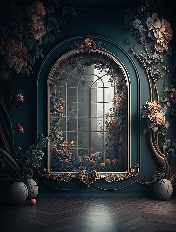 Illustration for Photographic Set of Baroque Room, Digital Backdrop ...