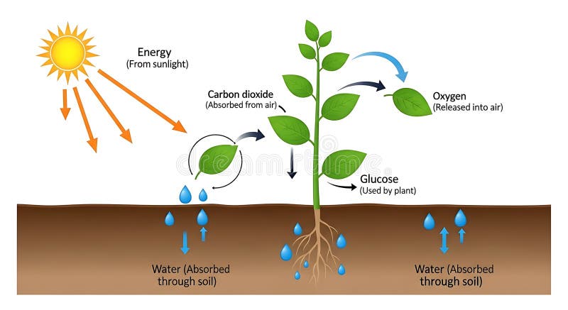 Illustration of Photosynthesis Process in Plants Stock Illustration ...