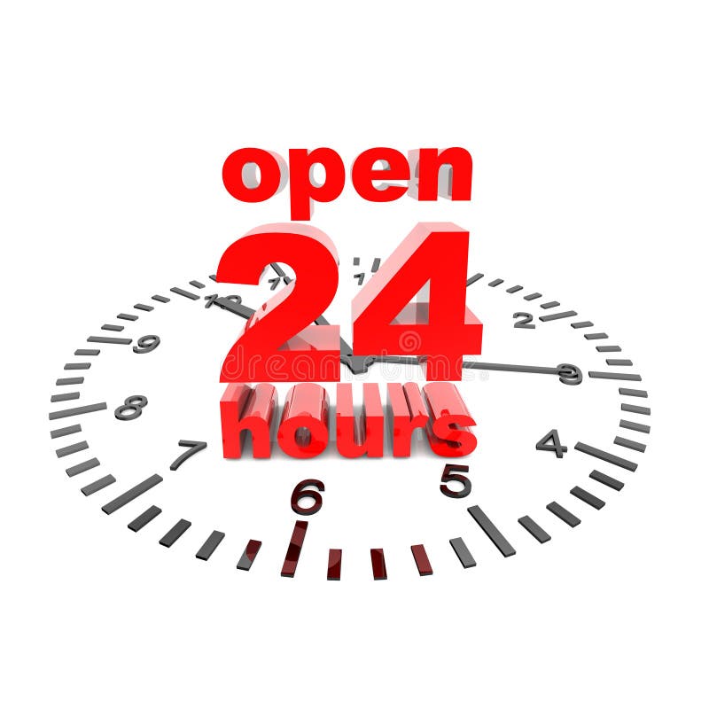 Open 24 hours stock photo. Image of nights, evening, neon - 14435520