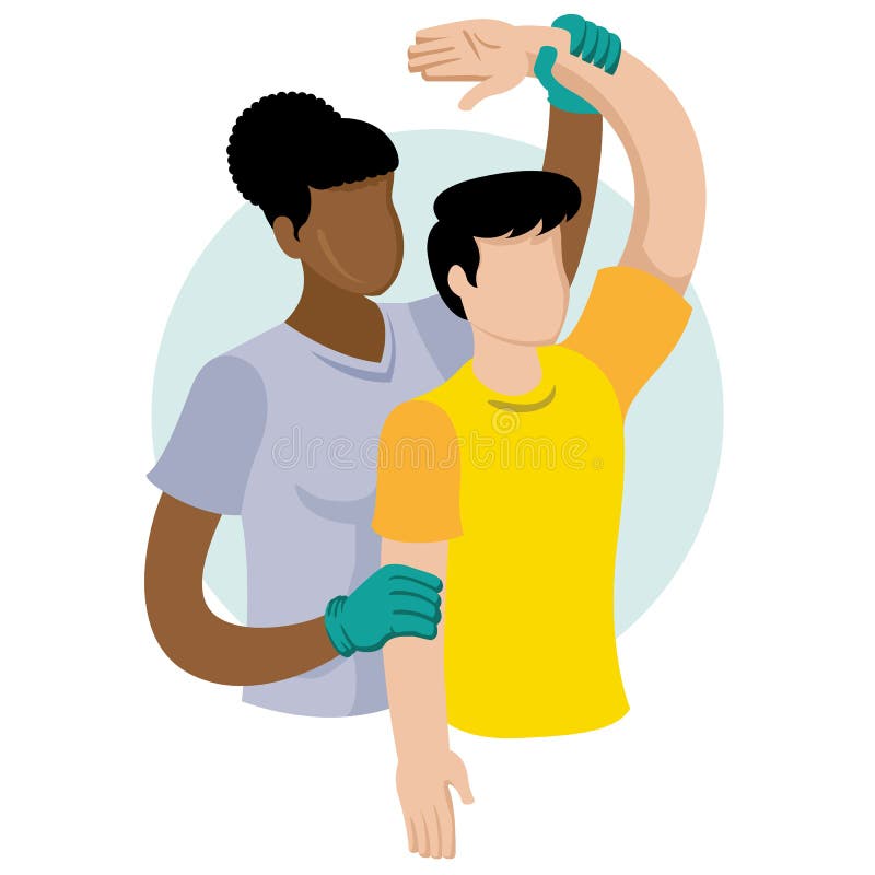 Illustration of a Physical Therapist Assisting with Physical Stretching ...