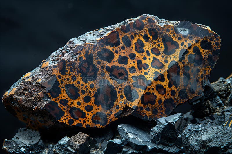 A Piece of Meteorite with Leopard Print Patterns, Featuring Dark Brown ...