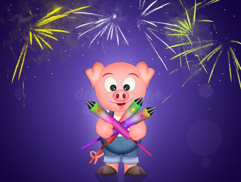 Rat with Fireworks Explosion Stock Illustration - Illustration of ...