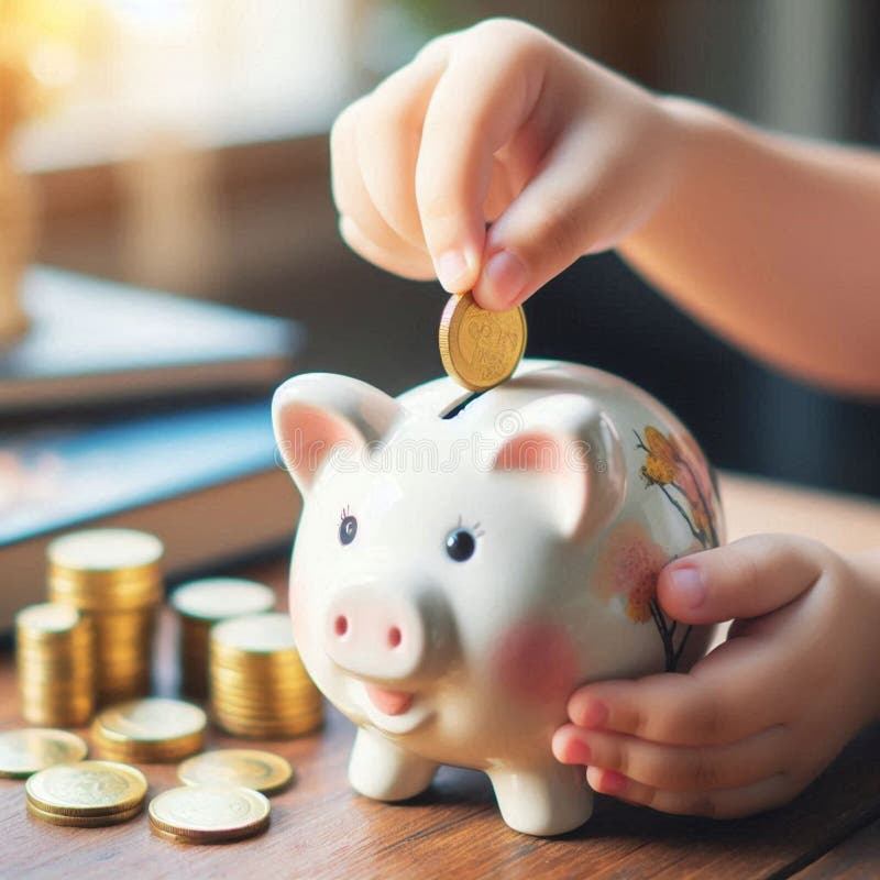 Illustration of Happy Piggy Bank and Money Input Stock Illustration ...