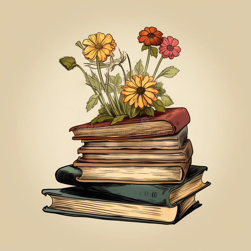 Illustration of Pile of Books - Generative AI Stock Illustration ...