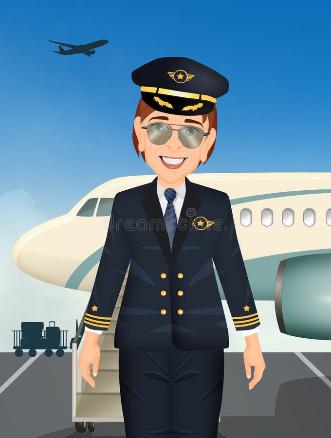 Pilot man and airplane stock illustration. Illustration of profession ...