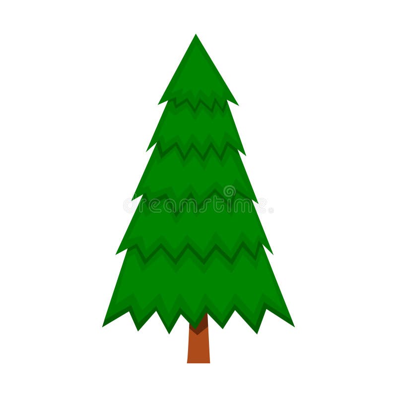 Illustration of Pine Tree in Cartoon Style Isolated on White Background ...