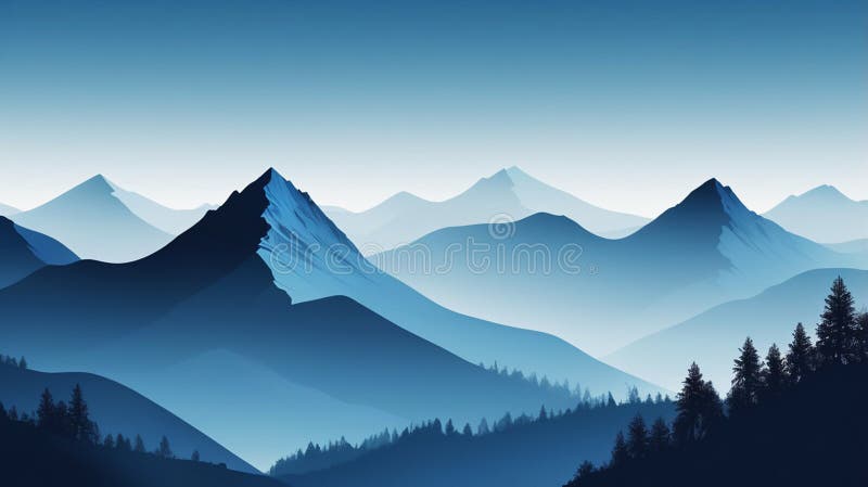 Illustration of the Pine Trees Forest Receding into the Distance on the ...