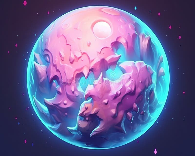 An Illustration of a Pink and Blue Planet Stock Illustration ...