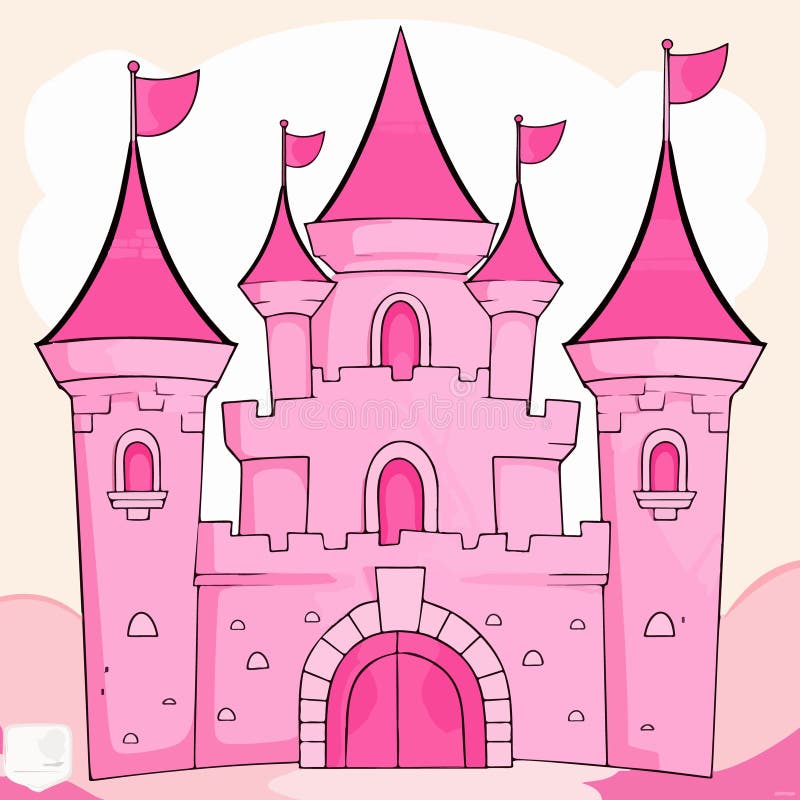 Illustration of a Pink Castle in a Vector Stock Vector - Illustration ...