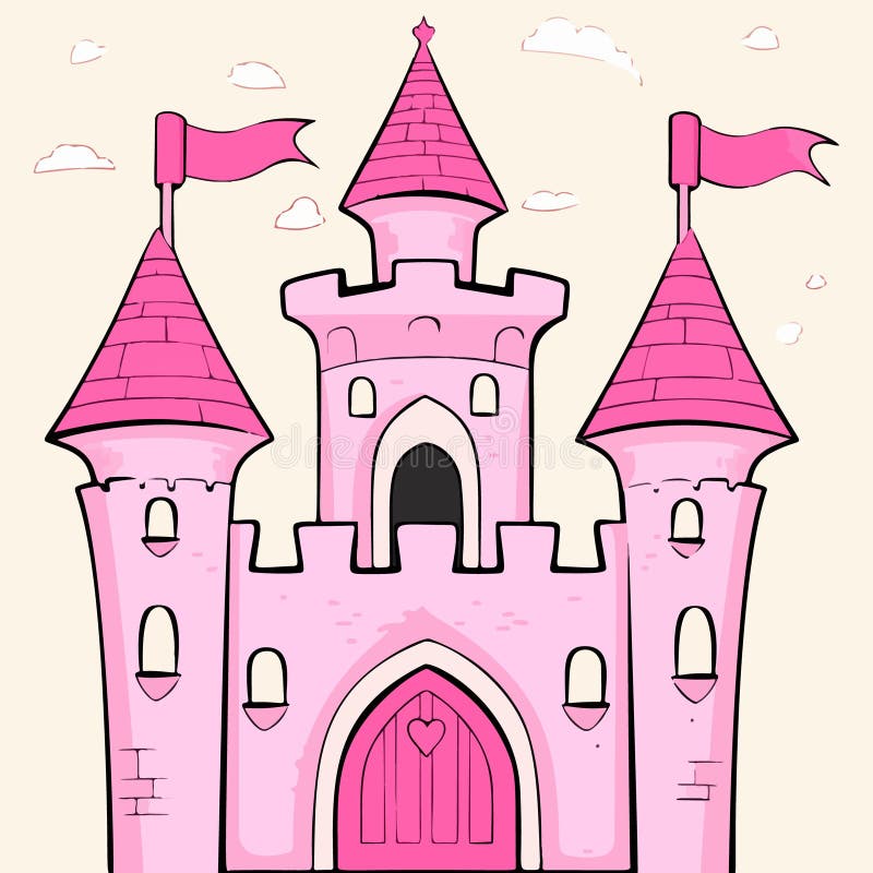 Illustration of a Pink Castle in a Vector Stock Vector - Illustration ...