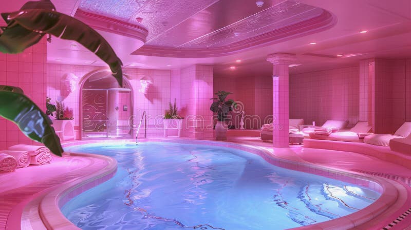Illustration of a Pink Colored Indoor Pool Stock Image - Image of ...