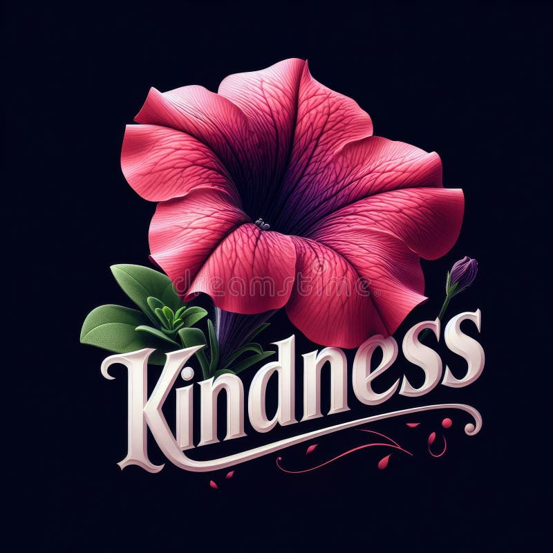 Illustration of a Pink Flower with the Word "Kindness Stock ...