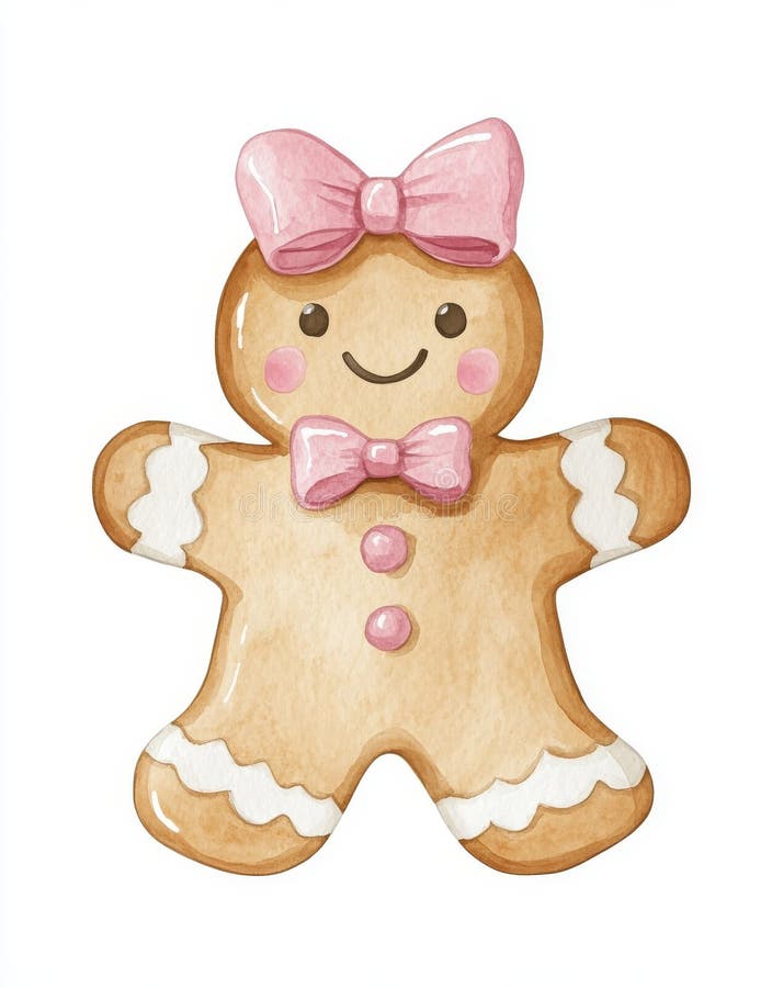 Illustration of a Pink Gingerbread Man Cookie Confectionery. Stock ...