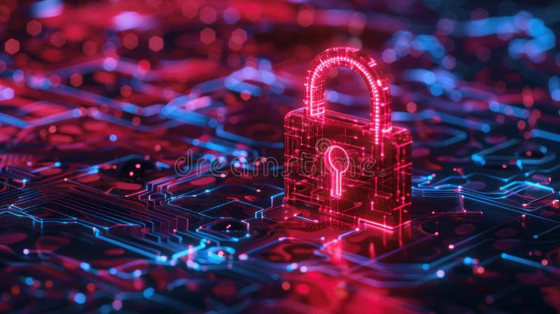 Illustration of a Pink Lock on a Digital Background As Symbolic for ...