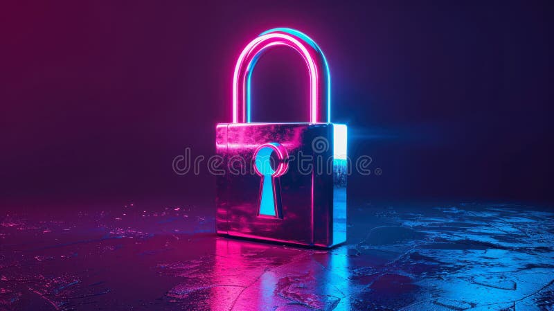 Illustration of a Pink Metallic Lock on a Metallic Surface As Symbolic ...