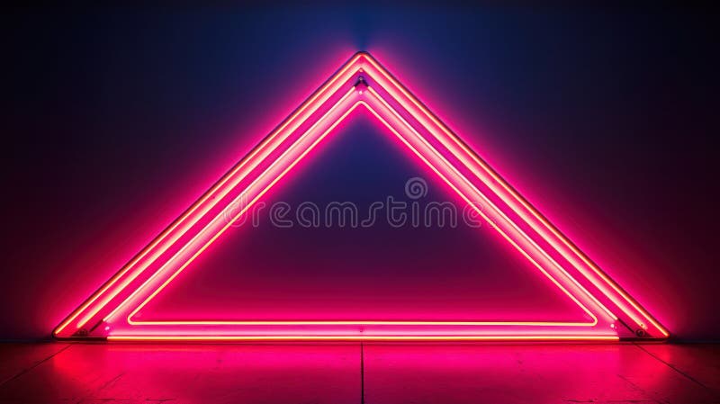 Illustration of a Pink Neon Colored Triangle Stock Image - Image of ...