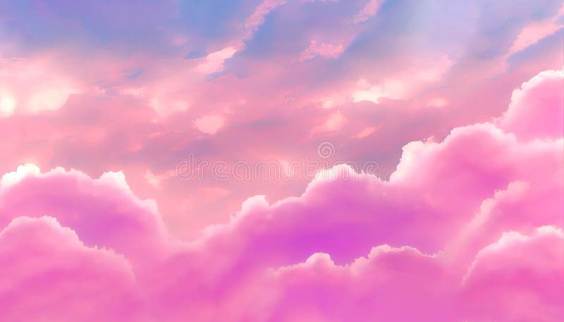 An Illustration of a Pink Sky with Fantasy Pink Clouds in it ...