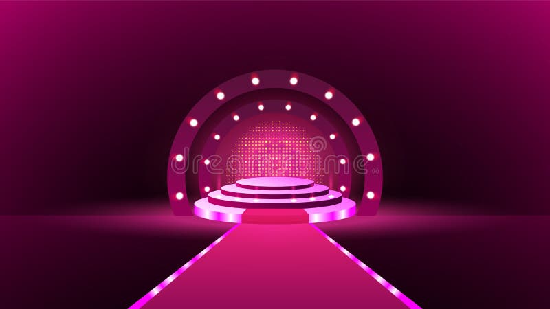 Stage Lights, Pink Spotlight Beams with Sparkles Stock Vector ...