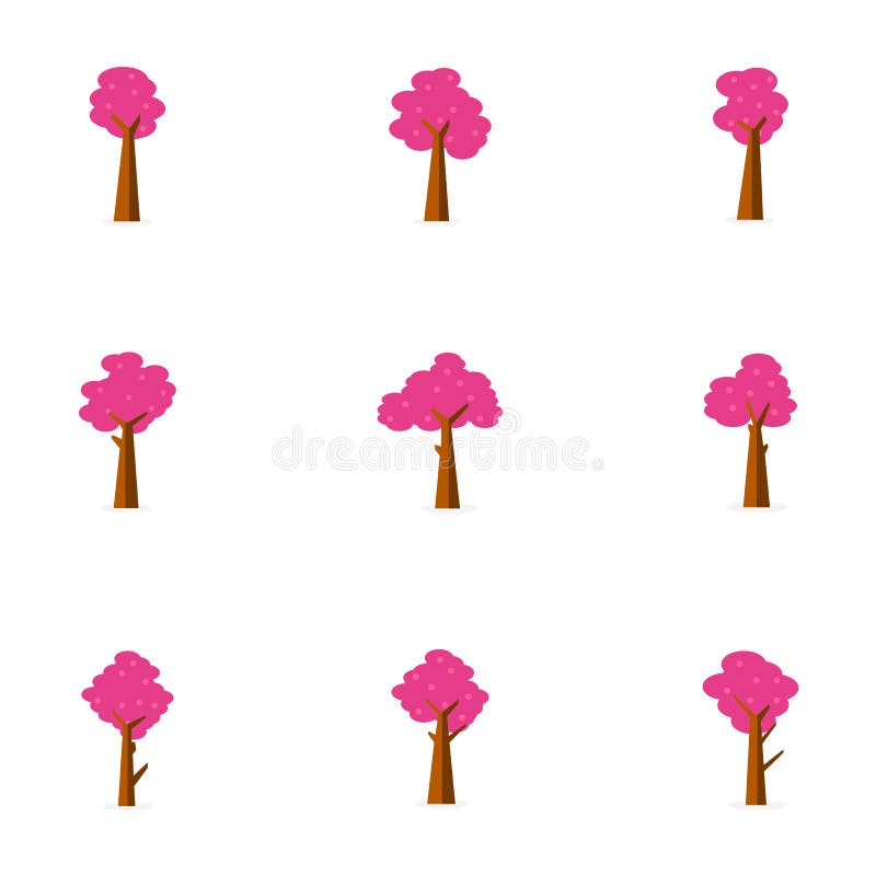 Illustration of Pink Tree Set Stock Vector - Illustration of botany ...