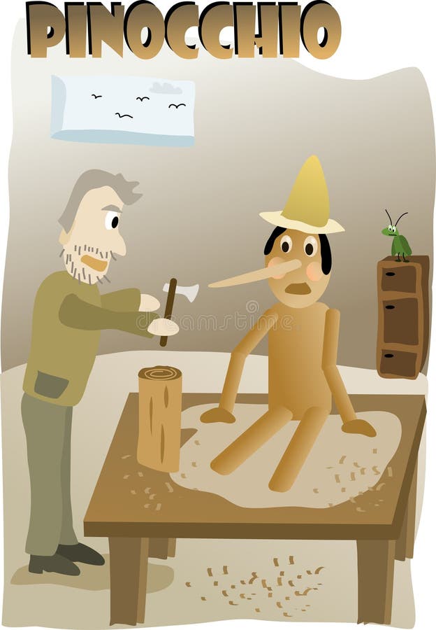 Illustration of Pinocchio and Geppetto Stock Vector - Illustration of ...