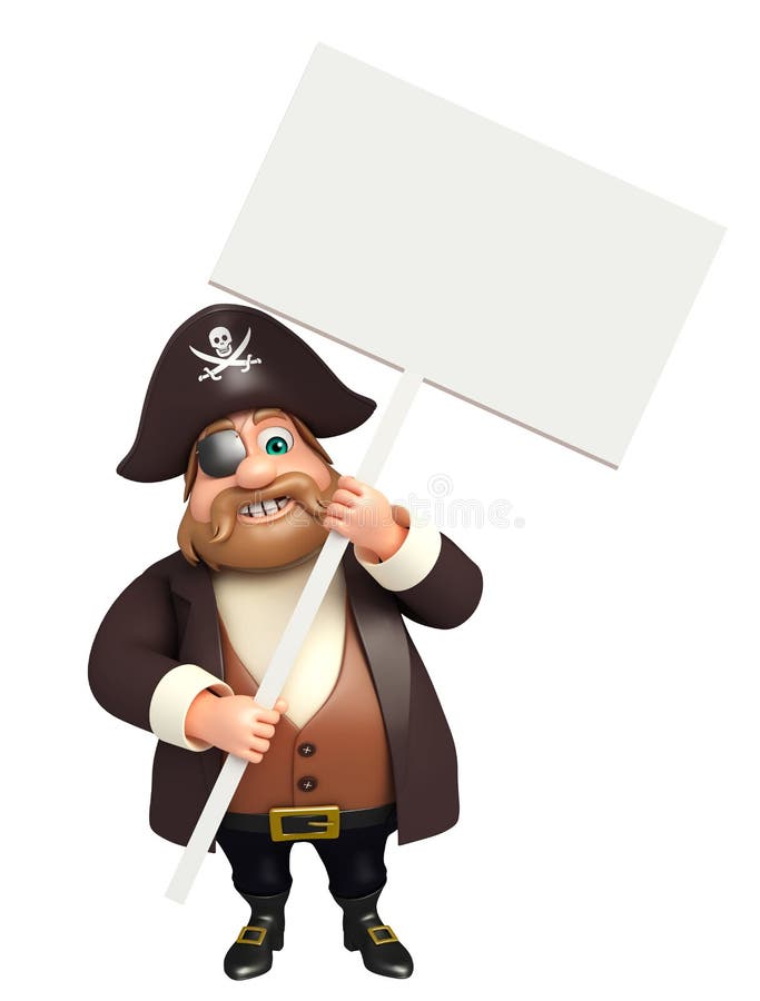 Illustration of Pirate with Sign Stock Illustration - Illustration of ...