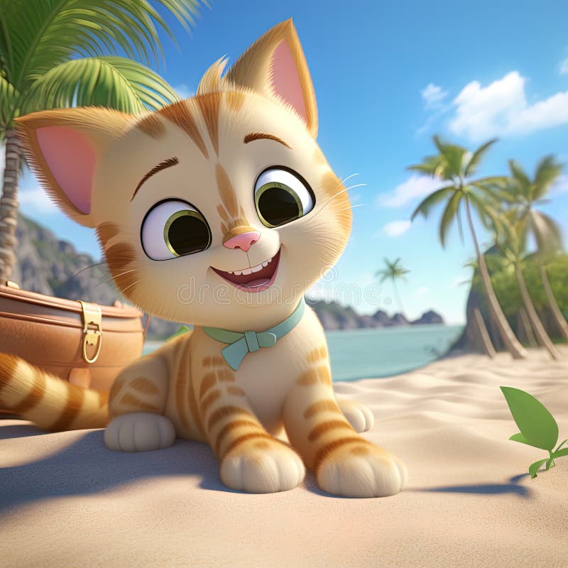 Illustration Pixar of a CAT Exploring. Stock Illustration ...