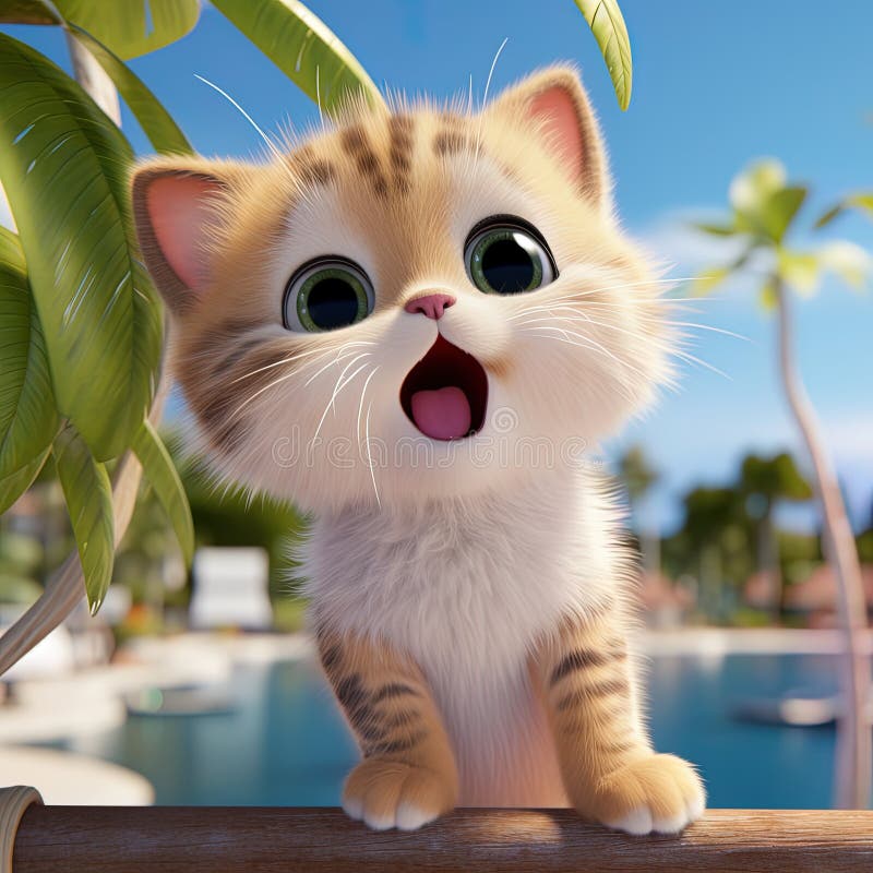 Illustration Pixar of a CAT Exploring. Stock Illustration ...