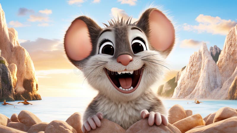 Illustration Pixar of a MOUSE Exploring. Stock Illustration ...