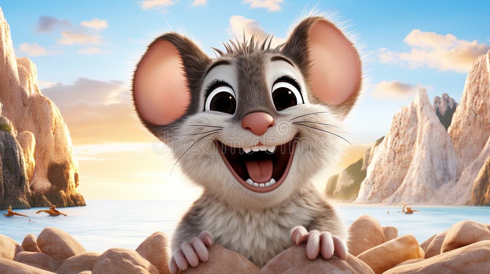 Illustration Pixar of a MOUSE Exploring. Stock Illustration ...