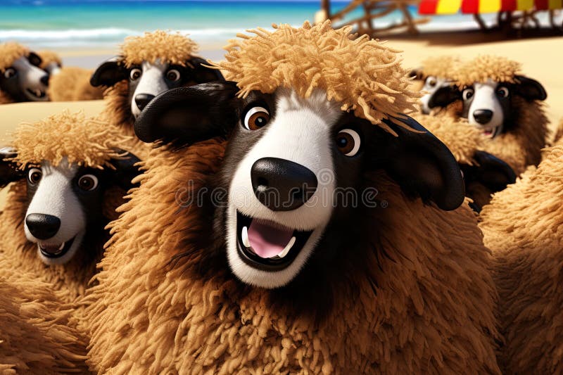 Illustration Pixar of a Sheep Exploring. Stock Illustration ...