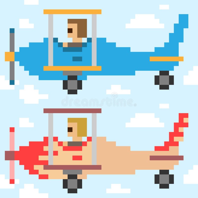 Illustration Pixel Art Airplane Stock Vector - Illustration of travel ...
