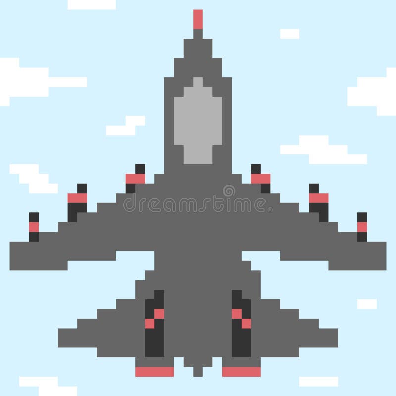 Illustration Pixel Art Airplane Stock Vector - Illustration of clouds ...