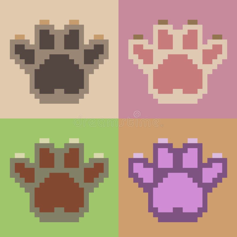 Illustration Pixel Art Animal Paw Stock Vector - Illustration of ...