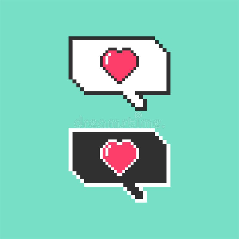 Illustration Pixel Art of Balloon Chat with a Love Icon on it Stock ...