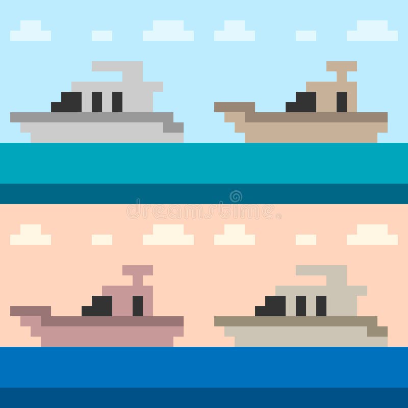 Pixel Art Boat Sea Stock Illustrations – 200 Pixel Art Boat Sea Stock ...