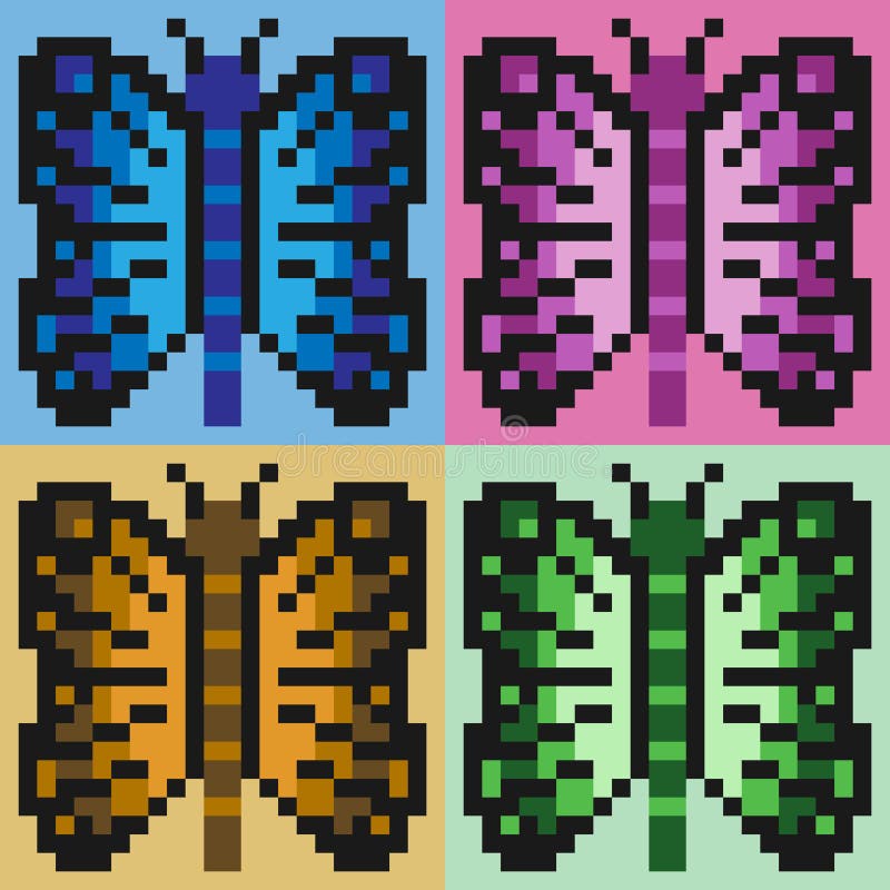 Illustration Pixel Art Butterfly Stock Vector - Illustration of ...