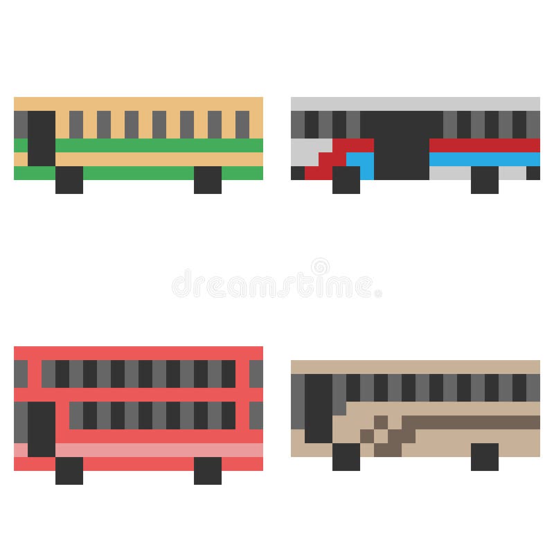Illustration Pixel Art Icon Bus Stock Vector - Illustration of graphic ...