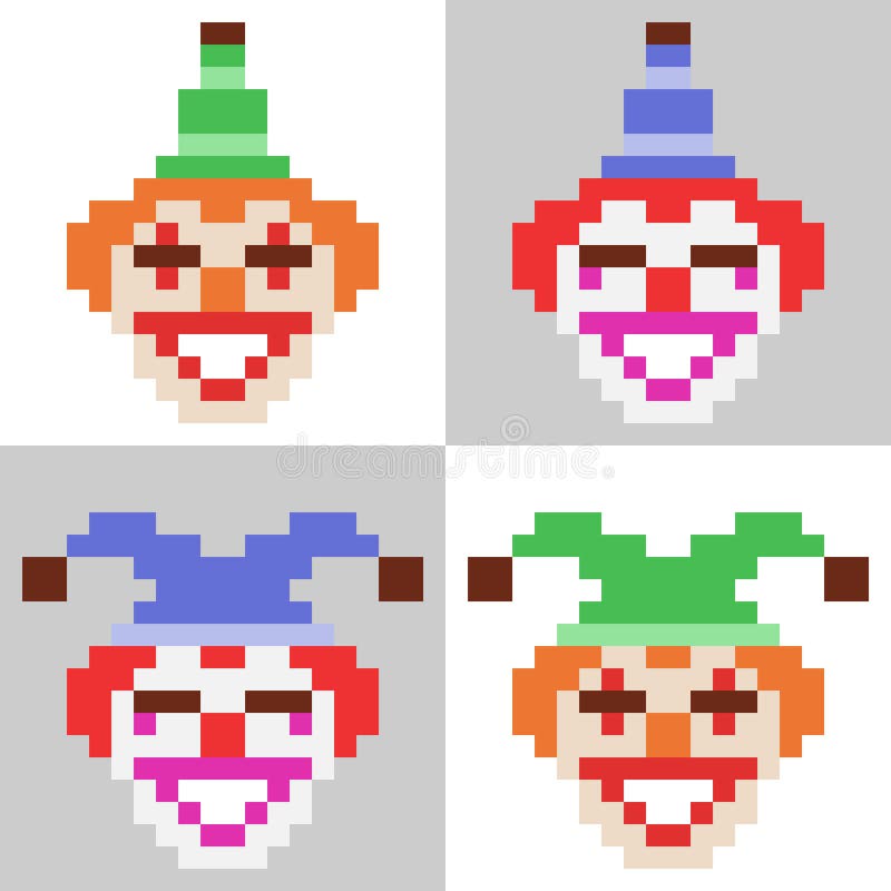 Illustration Pixel Art Icon Clown Face Stock Vector - Illustration of ...