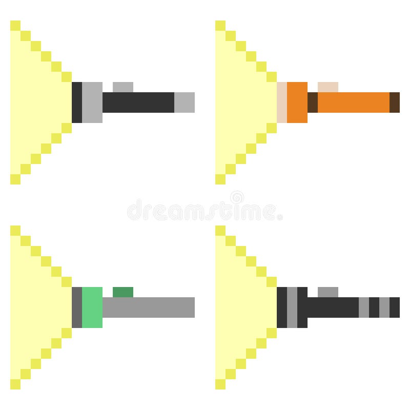Illustration Pixel Art Icon Flashlight Stock Vector - Illustration of ...
