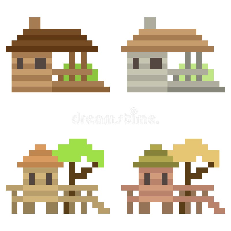 Illustration Pixel Art Icon House Stock Vector - Illustration of ...