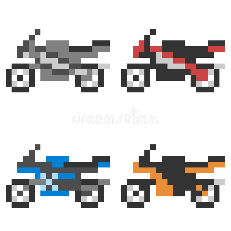 Illustration Pixel Art Icon Motorcycle Stock Vector - Illustration of ...