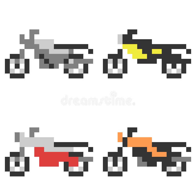 Illustration Pixel Art Icon Motorcycle Stock Vector - Illustration of ...